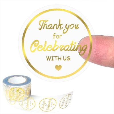 Cina Logo personalizzato Forma rotonda rettangolare adesivo PVC grazie foglio d'oro carta sintetica etichetta rotolo etichetta carta adesivo stampa in vendita