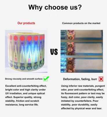 China UV-fluorescerende etiketten tegen vervalsing voor verpakkingen om de echtheid en integriteit van het product te waarborgen Te koop