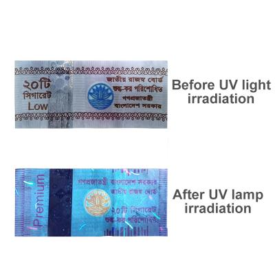 China UV-fluorescerende etiketten tegen vervalsing voor verpakkingen om de echtheid en integriteit van het product te waarborgen Te koop