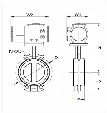 Explosion-Proof Electric Actuator Drive Wafer Connection Butterfly Valve