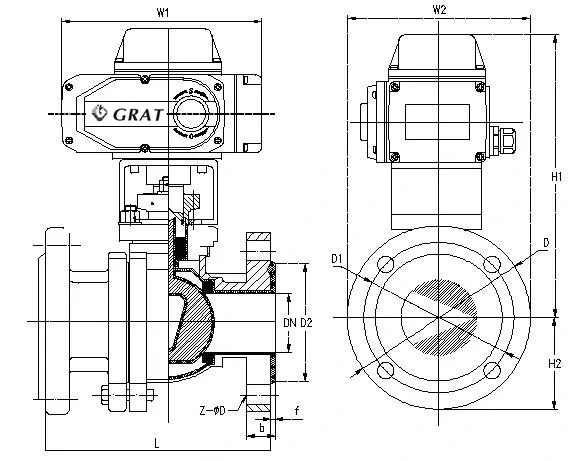 Dn25 Cast Steel A216 Wcb Anti-Corrosion PTFE Lined Electric Ball Valve with Pn16 Flange