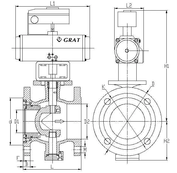 Flange End Vacuum Ball Valve with Pneumatic Actuator