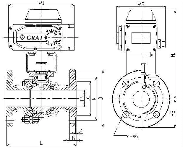 DN100 Pn64 SS316 Flange Connection Ball Valve with Actuator