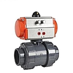 Cina Dn40 Valvola a sfera in PVC motorizzata di tipo V ad alta resistenza chimica in vendita