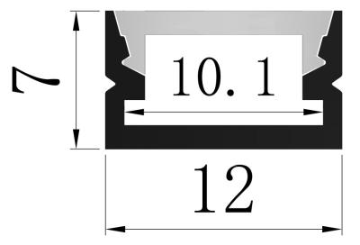 China ODM Wall Surface Mounted LED Profile 12*7mm Aluminium Strip Light Channel for sale