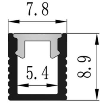 China Small LED Aluminium Housing Profile Anodized W8mm*H9mm Surface Mounted for sale