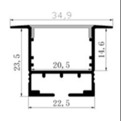 China Soft Recessed LED Profile Aluminium 35*23mm Anodized For Ceiling Lamp for sale