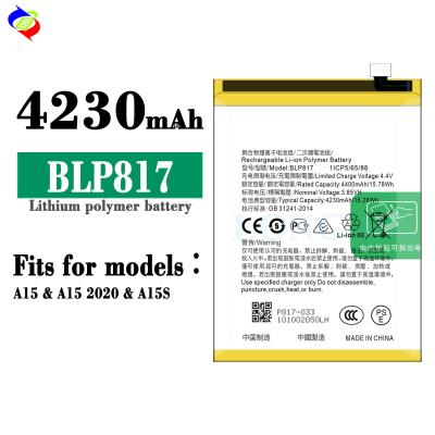Cina OPPO A15S Batteria 4230mAh BLP817 A15 Batteria per cellulari con doppia protezione IC A in vendita