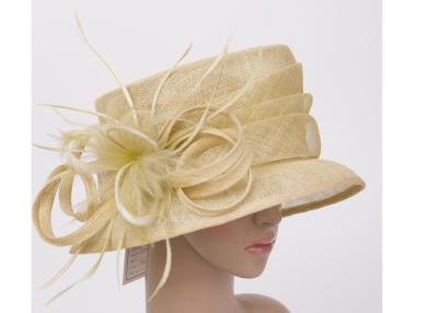 China High Crown Small Brim Feather Fascinators Ladies Sinamay Hats For Fashion for sale