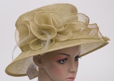 China High Crown Feather Fascinators Big Decoration Ladies Church Hats For Fashion for sale