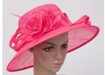 China 11cm Red Fashion Rose Red Color 12cm Brim Ladies Sinamay Hats For Woman for sale