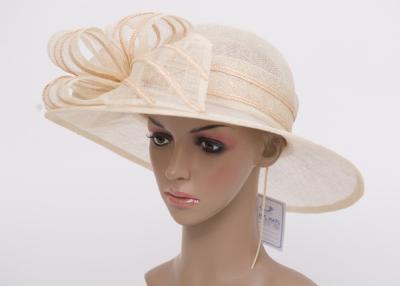 China White Bleaching Ladies Sinamay Hats With Large Decoration For Party for sale