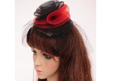 Cina Pp Sinamay rosso nero Fascinator/capelli Fascinators della piuma per il partito di dancing in vendita