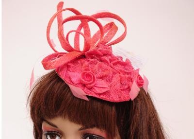 Cina Cappelleria rotonda della decorazione di Sinamay Fascinator di rosa di Rosa per il partito in vendita