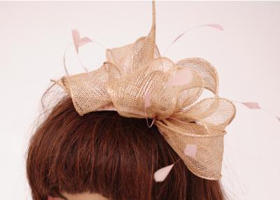 Cina Autunno rosa d'argento Sinamay Fascinator con cavo d'argento, cappelleria di Fascinators per il Natale in vendita