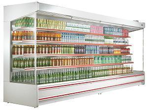 Supermarket Refrigeration Equipment Multideck Open Chiller Curve Glass