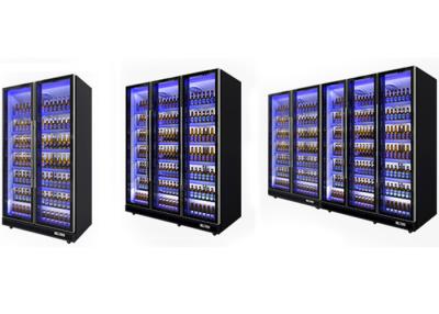 China 1200L Commercial Display Freezer Five Layer Black Swing Glass Door Beer Refrigerator 2 To 10 Degree for sale