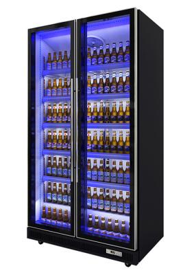 China 1200L Commercial Display Freezer Five Layer Black Swing Glass Door Beer Refrigerator 2 To 10 Degree for sale