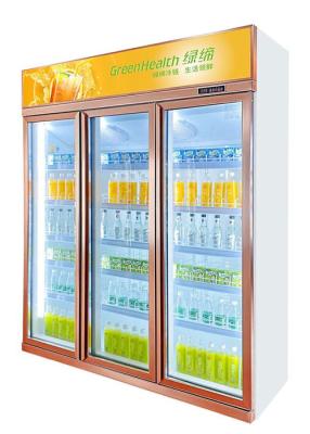 China Customize Champagne Gold Commercial Display Cold Drink Freezer For Restaurant / Supermarket for sale