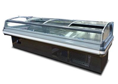 China New Style Open Glass Showcase Meat Display Refrigerator Chiller With LED for sale