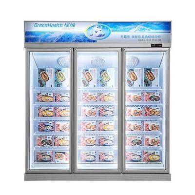 China 5 Adjustable Shelves Fan Cooling Glass Door Display Freezer For Commercial for sale