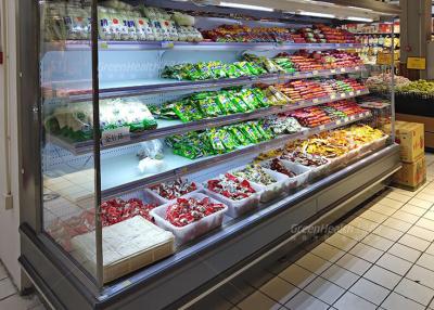 China Refrigerador aberto de grande volume de Multideck do hipermercado para o alimento de leiteria à venda