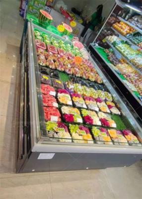 China Square Open Type Supermarket Island Freezer Store Vegetable Fruit Display Case 700L for sale