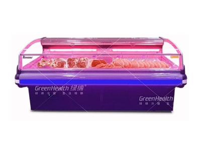 China Flat Top Open Seafood Display Fridge Dynamic Cooling Meat Freezer for sale