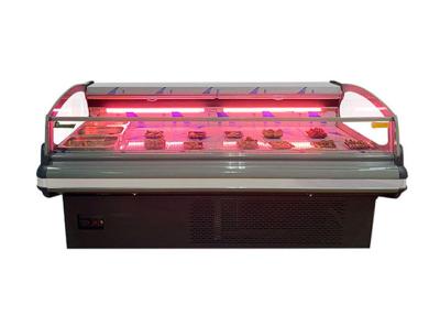 China Flat Top Open Seafood Display Fridge Dynamic Cooling Meat Freezer for sale