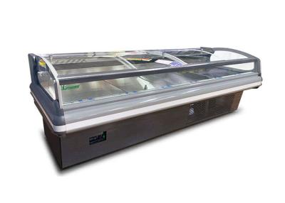 China Flat Top Open Seafood Display Fridge Dynamic Cooling Meat Freezer for sale