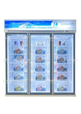 China 1500L Inverter Type Commercial Display Freezer For Meat Refrigerated Showcase for sale