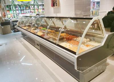 China Big Volume Cooked Food Deli Display Refrigerator With Sliding Door 4 Universal Wheel for sale