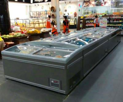 China Glass Door Combined Supermarket Island Freezer / Display Freezer Automatic Defrost for sale