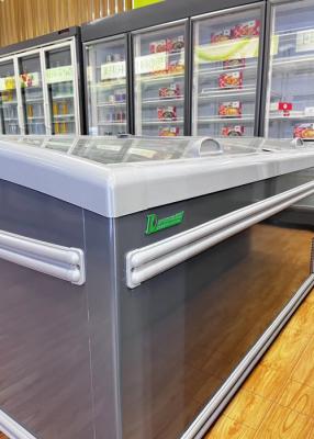 Cina Attrezzatura profonda del frigorifero del portello scorrevole del congelatore dell'esposizione dell'isola del pollo del supermercato in vendita