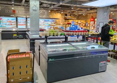 Cina Attrezzatura profonda del frigorifero del portello scorrevole del congelatore dell'esposizione dell'isola del pollo del supermercato in vendita