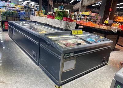 Cina Attrezzatura profonda del frigorifero del portello scorrevole del congelatore dell'esposizione dell'isola del pollo del supermercato in vendita