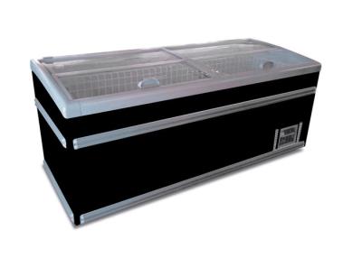 China Exhibición de supermercado comercial Isla Cesto congelador Vitrina de refrigeración con puerta de vidrio en venta