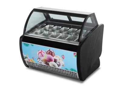 Chine 12 casseroles vitrine de crème glacée commerciale vitrine congélateur avec compresseur Secop à vendre