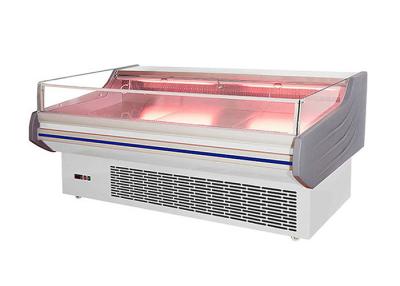 China Commercial Open Glass Fresh Meat Showcase Deep Freezer Dynamic Cooling for sale