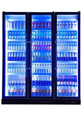 China Digital Control Commercial Display Freezer Multi Glass Door Dazzle Black Display Cooler for sale