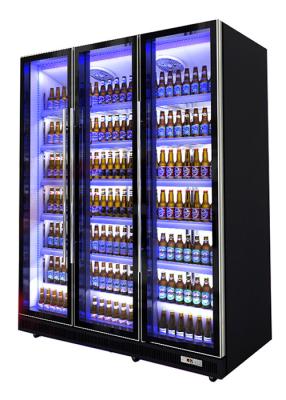 China Digital Control Commercial Display Freezer Multi Glass Door Dazzle Black Display Cooler for sale