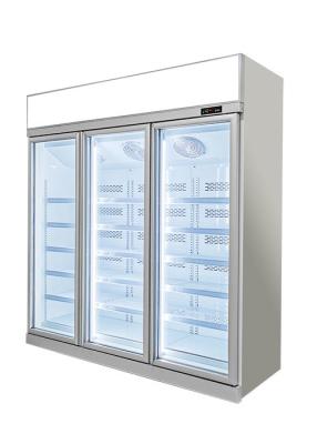 China Commercial Silvery Glass Door Upright Deep Freezer Refrigeration Equipment Display for sale