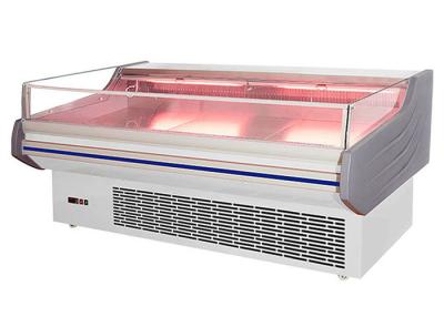 China Glass Curved Refrigerated Fresh Meat Showcase Frost Free Multifunctional for sale