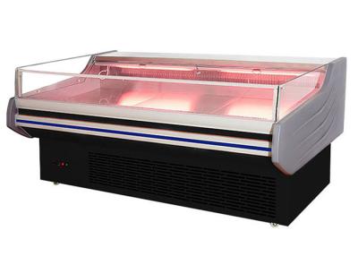 China Glass Curved Refrigerated Fresh Meat Showcase Frost Free Multifunctional for sale