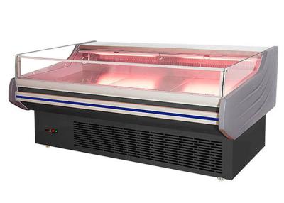 China Glass Curved Refrigerated Fresh Meat Showcase Frost Free Multifunctional for sale