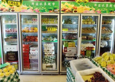 Китай Двухдверные вертикальные стеклянные дисплейные холодильники для малого рынка продается