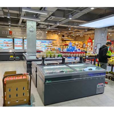 China Glass Door Combined Supermarket Island Freezer / Display Freezer Automatic Defrost for sale