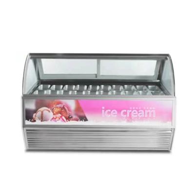 China Factory Direct Sale Double Row SS Pans Ice Cream Display Freezer Cabinet for sale