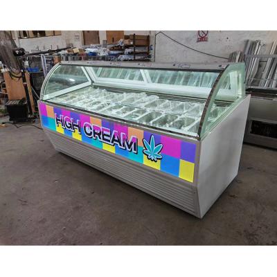 China Factory Direct Sale Double Row SS Pans Ice Cream Display Freezer Cabinet for sale