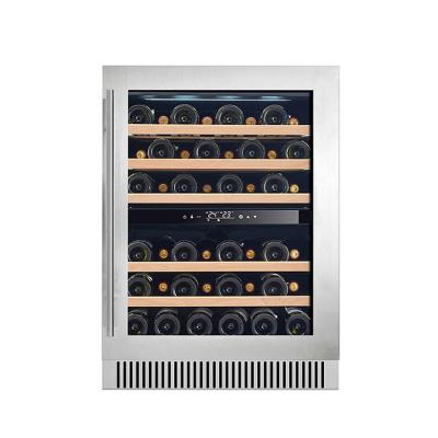 China Electronic Temperature Wine Display Cooler With Glass Door And Wood Shelving Material for sale